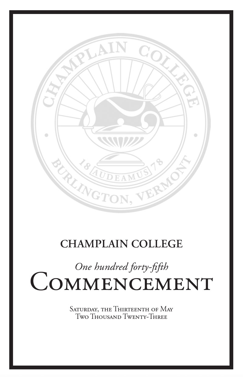 Commencement Program: 3 PM Ceremony - Champlain College Commencement
